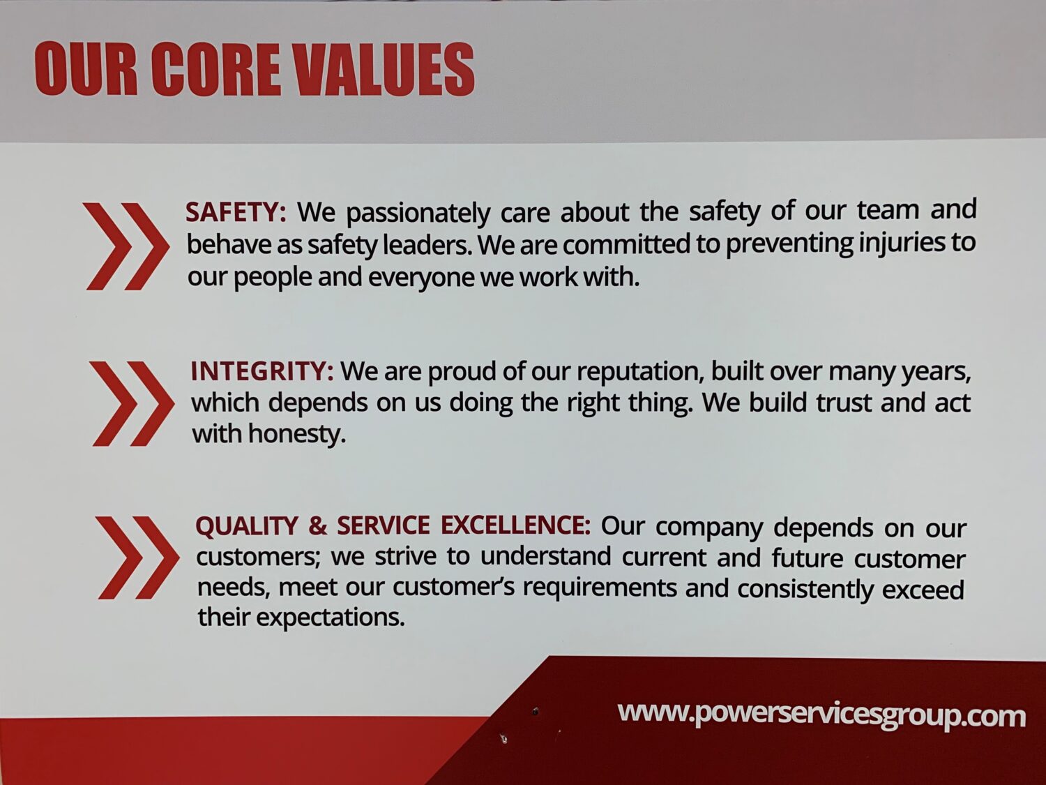 Core Values | Power Services Group